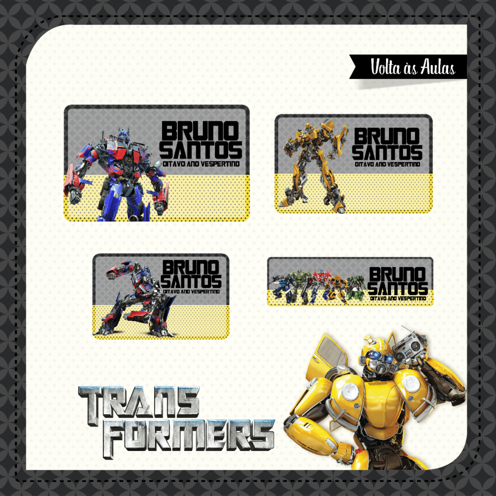 Kit Etiquetas Transformers - Dani Papeleira