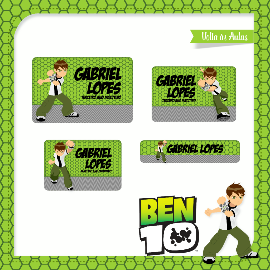 Kit Etiquetas Escolares Ben 10 - Dani Papeleira